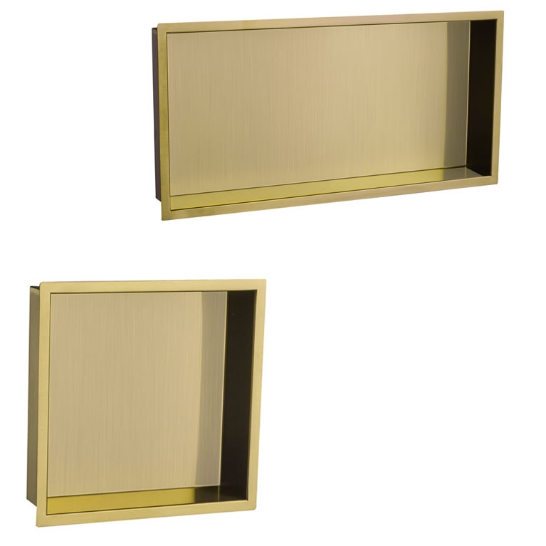 JTP Vos Brushed Brass Shower Niche | Sanctuary Bathrooms
